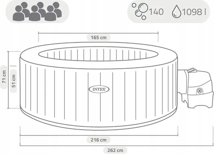 Nafukovací vířivka pro 6 osob s hydromasáží, béžová | INTEX