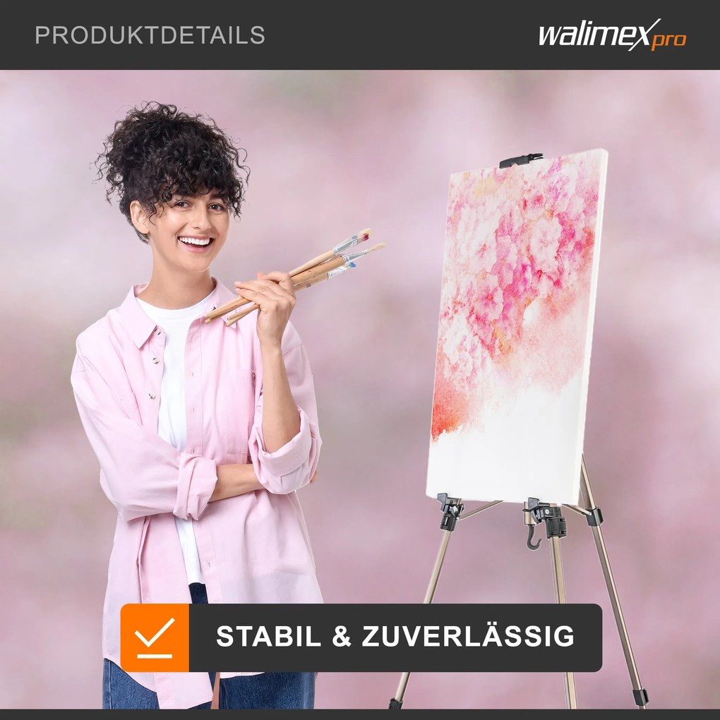 Malířský stojan Walimex pro – 60-180 cm, 140 cm, černá (1021453)