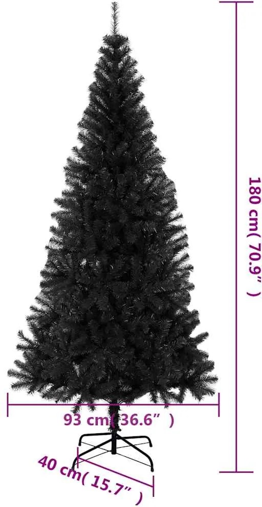 Umělý vánoční stromek se stojanem černý 180 cm PVC 321001