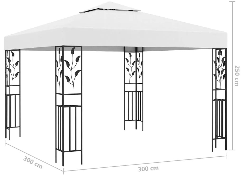 vidaXL Marketos Altán se světelnými LED řetězy 3 x 3 m bílý