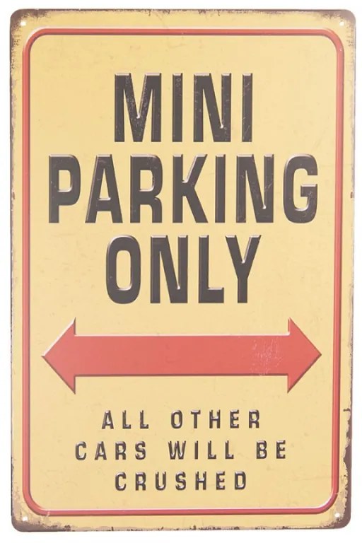 Barevná kovová cedule MINI PARKING ONLY s patinou – 20x1x30 cm