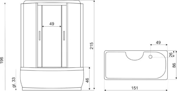 Novoterm Hydromasážní box NV-Xilo 151x86 cm
