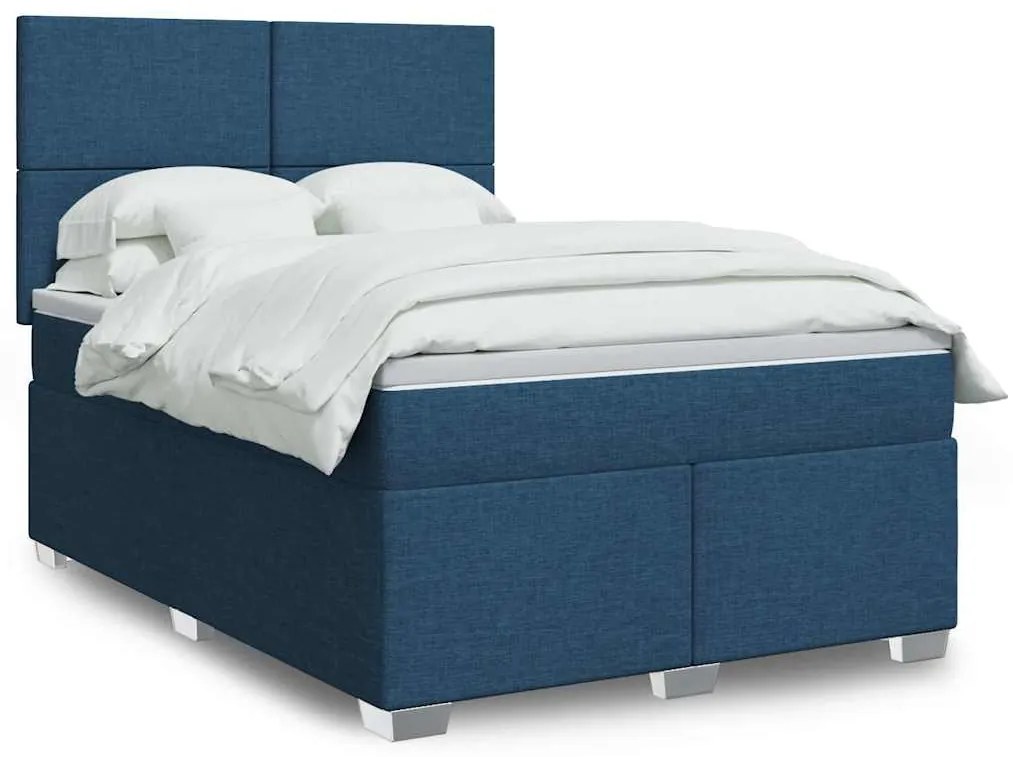 Box spring postel s matrací modrá 140x190 cm textil 3292782