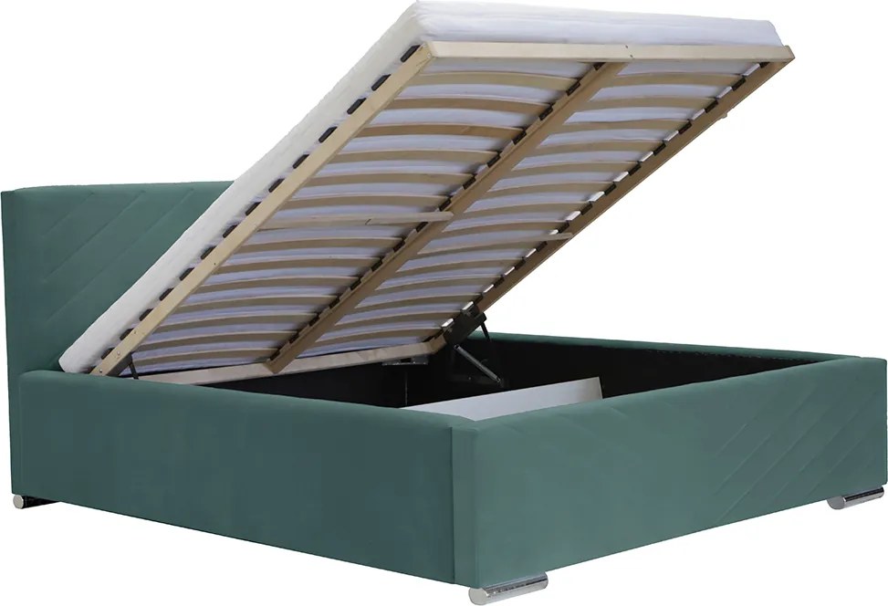 Čalouněná postel s úložným prostorem a matrací KOOL 120x200 cm Tyrkysový