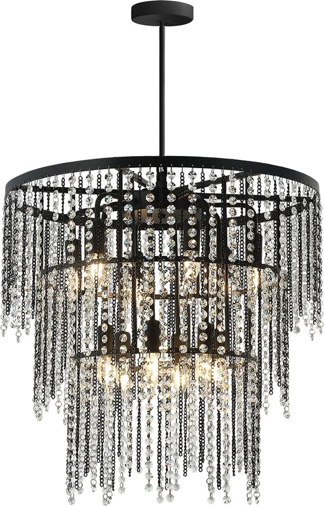 Toolight Toolight, stropní křišťálové svítidlo APP1314-CP Black, černá, OSW-07988