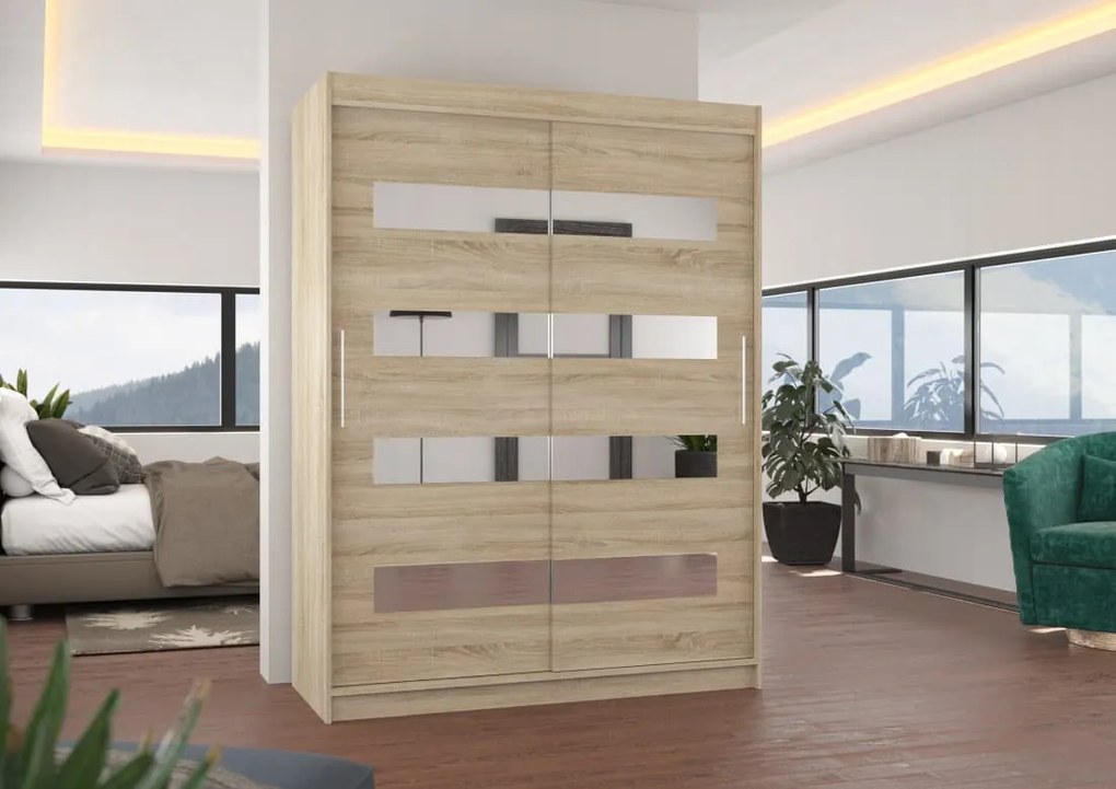 Šatní skříň s posuvnými dveřmi Baltic - 150 cm Barva: Bílá