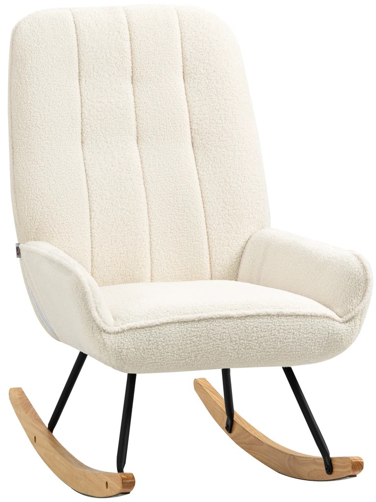 HOMCOM houpací křeslo útulné houpací křeslo se sherpa fleecem do ložnice a dětského pokoje do 150 kg 63x95x97 cm | Aosom.de