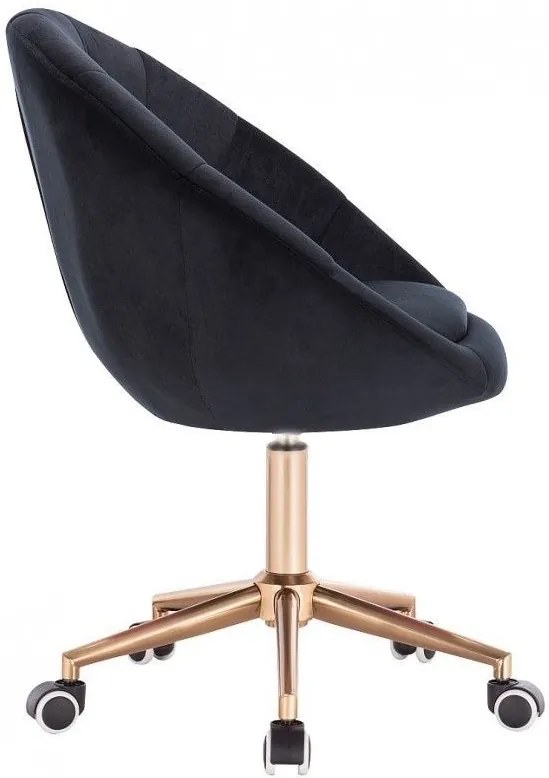 LuxuryForm DESIGN Otočné křeslo VERA VELUR na zlaté podstavě s kolečky - černé