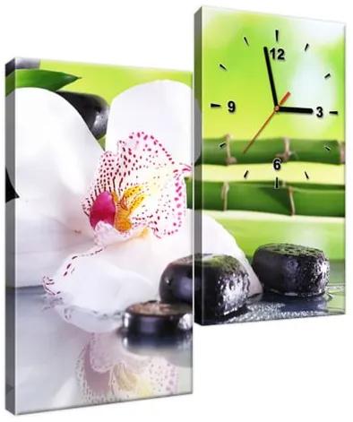 Tištěný obraz s hodinami Bílá orchidej a kameny 60x60cm ZP1995A_2J