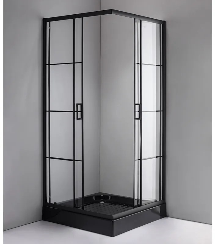 BPS-koupelny Čtvercový sprchový kout HYD-SK32B 90x90 černý/transparent