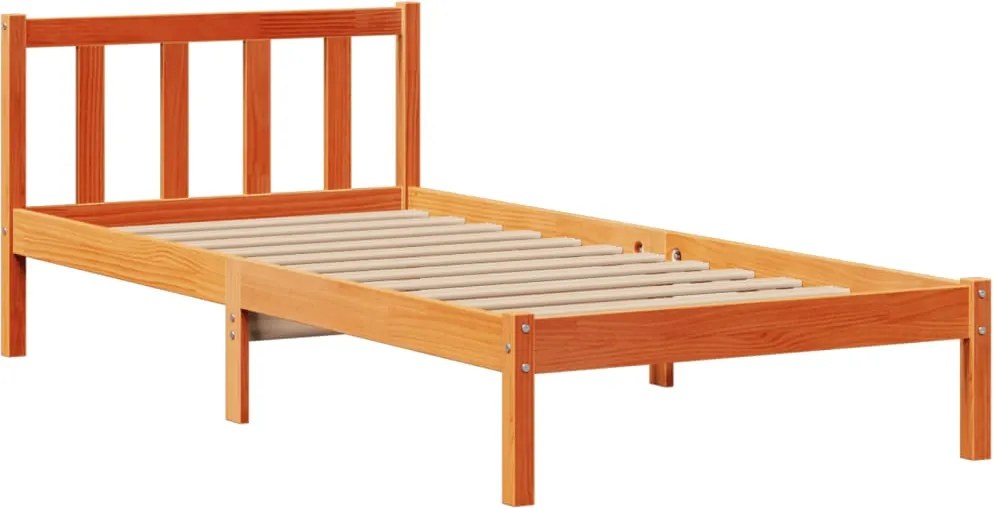 Postel s knihovnou bez matrace hnědá 75x190 cm masivní borovice 3321753