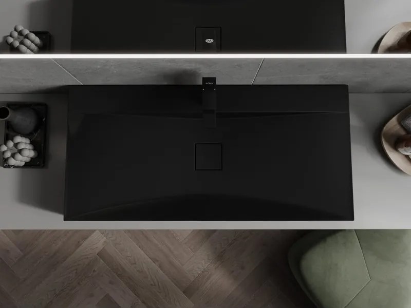 Mexen Poli umyvadlo na desce z konglomerátu 1/O 100 x 48 cm, černé - 23021071