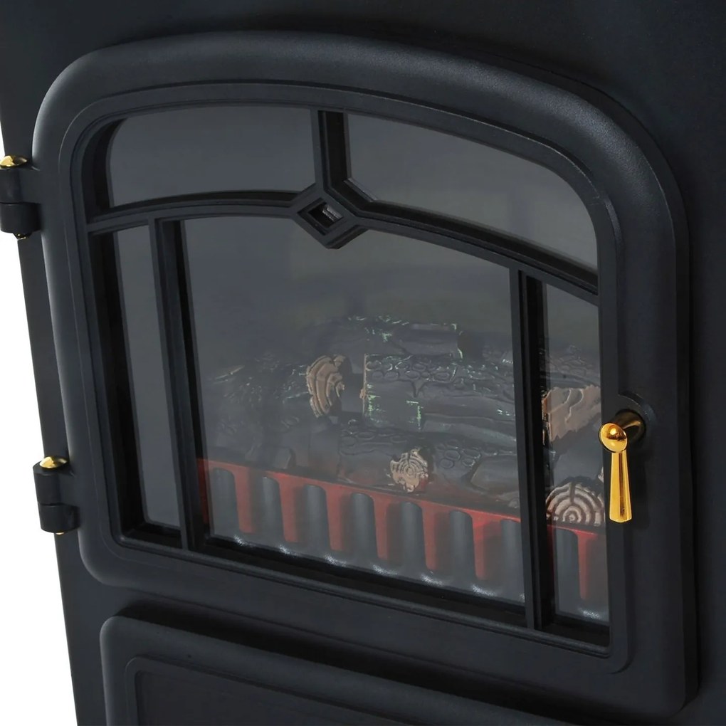 Elektrický krb na zeď LED GOLETO HOMCOM BLACK 950/1850W