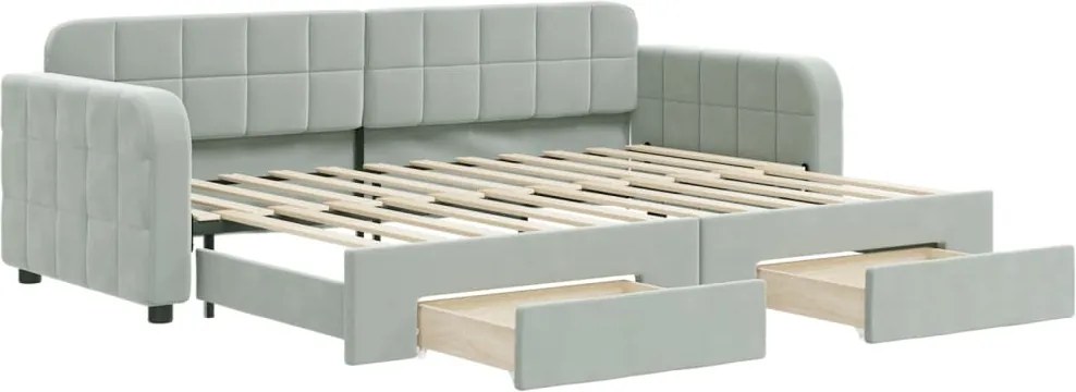 Válenda s přistýlkou a zásuvkami světle šedá 80 x 200 cm samet 3196970