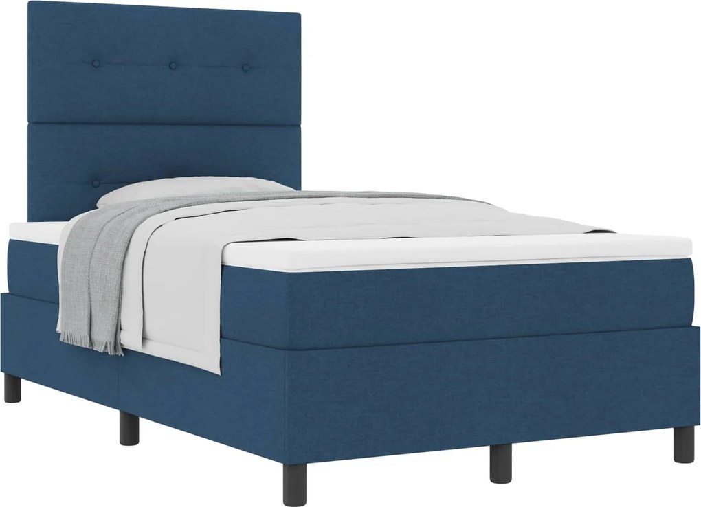 Postel s boxspringem s čelo Modrá 120 x 190 cm textil 3339377
