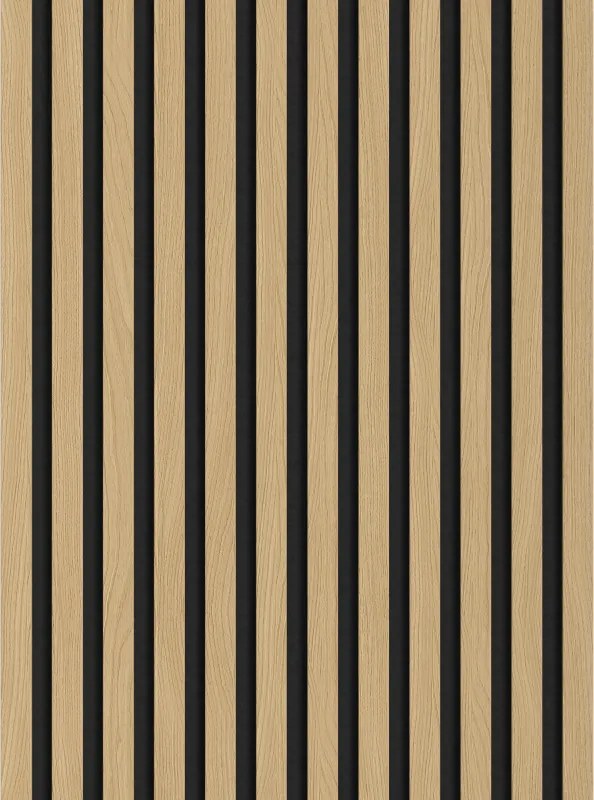 Mexen Lam-F, akustické stěnové lamely 275 × 30 cm, plstěný podklad 8 mm, technická dýha, dub zlatavý, S105-275307-3015-003