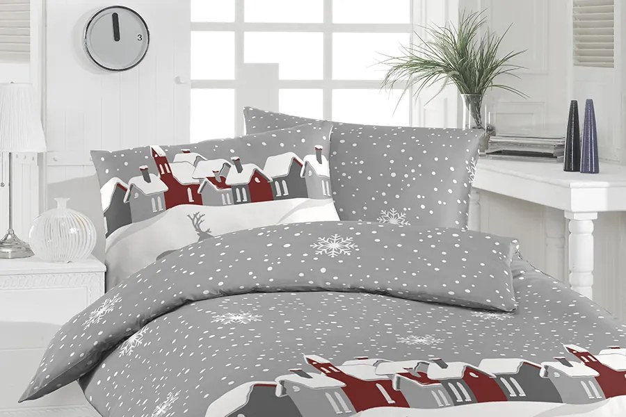 Florella Flanelové povlečení Town Grey Rozměr: 2ks 70x90 + 200x220 cm