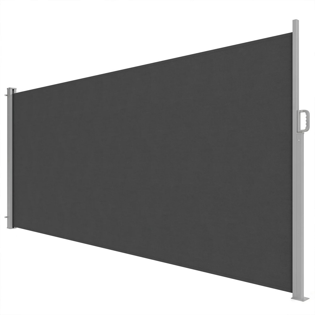 Výsuvná boční markýza, zástěna pro ochranu soukromí ve venkovním prostoru, vodoodpudivá, UV 50+, 420 x 185 cm, tmavě šedá