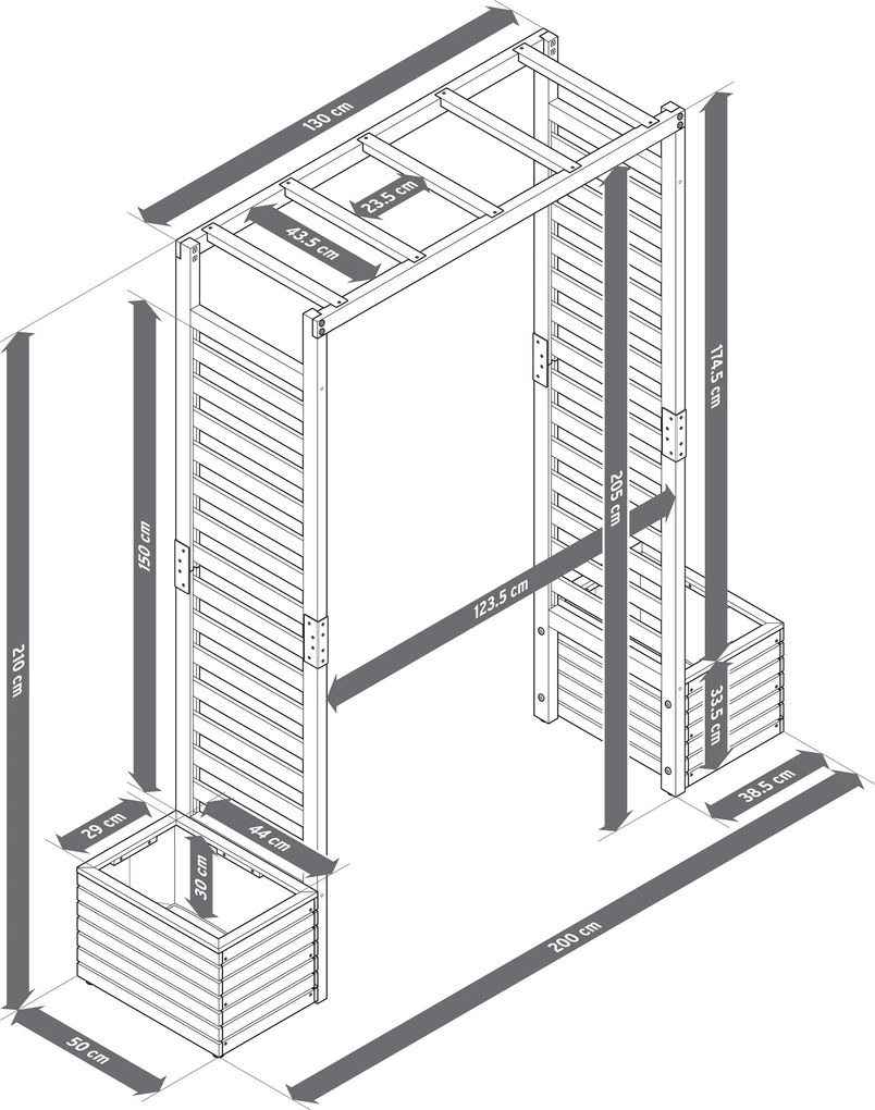 Tchibo - Oblouk na růže s truhlíky - barva: hnědá