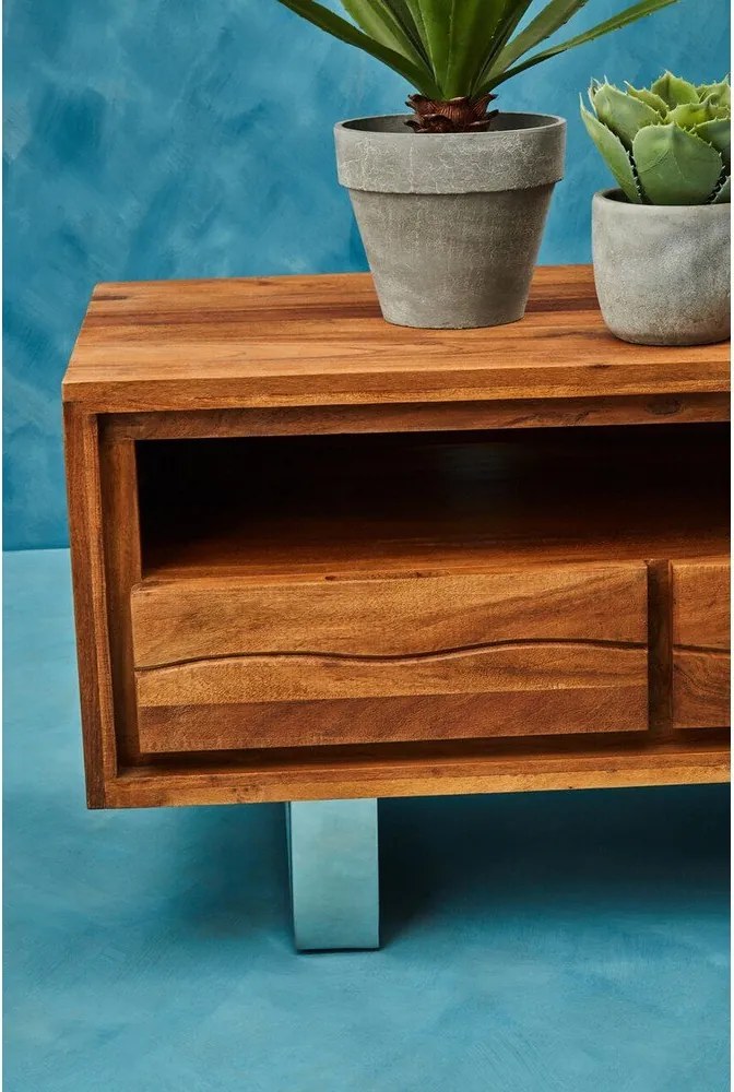 TV stolek z masivu akácie v tmavě přírodní barvě 140x52x50 cm Simla – Premier Housewares