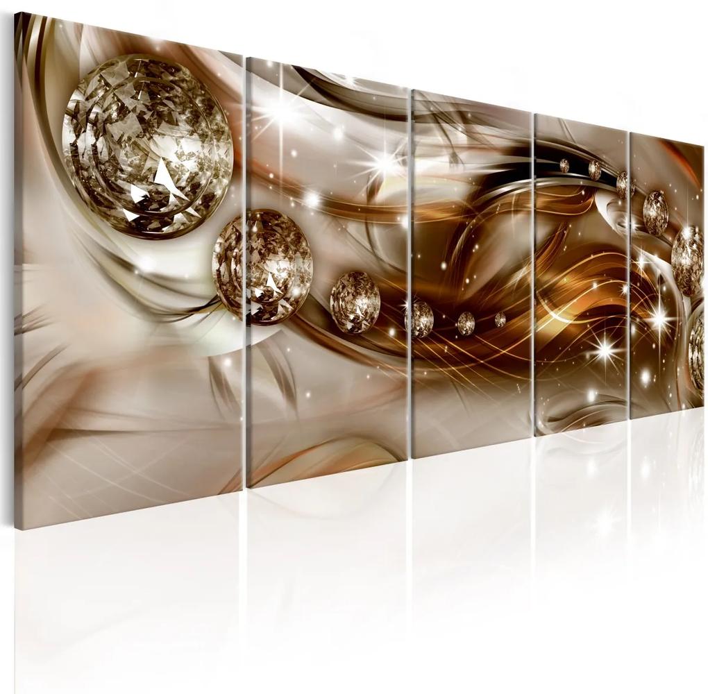 Obraz Zlatá abstrakce + háčky a hřebíčky ZDARMA Velikost (šířka x výška): 225x90 cm