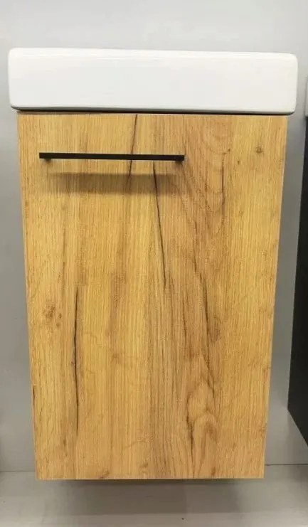 Erga Kim, závěsná WC skříňka 50x23x60 cm + keramické umyvadlo 50cm, dub řemeslný (Craft), ERG-207-D-05017+1430
