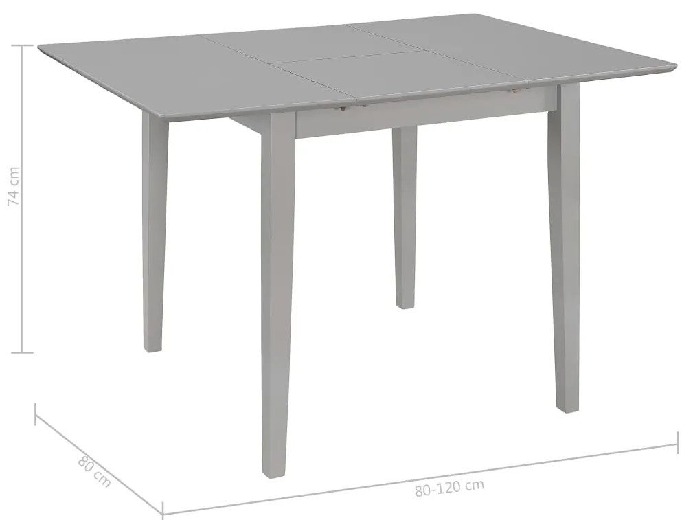 vidaXL Marketos Rozkládací jídelní stůl šedý (80–120) x 80 x 74 cm MDF