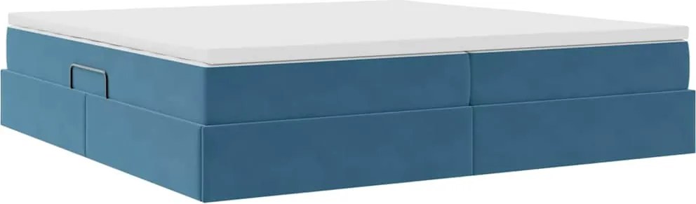 Postel s úložným prostorem a matrací Tmavě modrá 200 x 200 cm 3370327