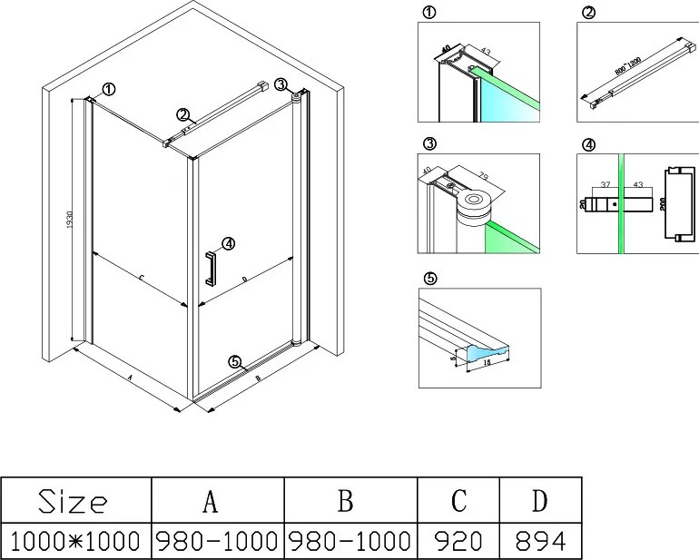 BPS-koupelny Čtvercový sprchový kout HYD-SK1190C 100x100 chrom/transparent - bez vaničky