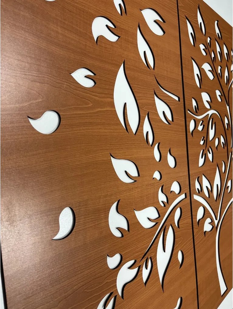 dřevo života 3 dílný dřevěný strom PODZIM Zvolte barvu dekoru: Antracitová, Rozměry šxv (cm): 147x100