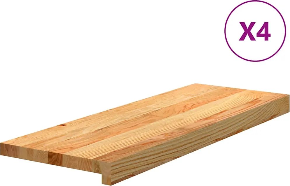 Nášlapy na schody 4 ks světle hnědé 70x30x2 cm masivní dub 3282959