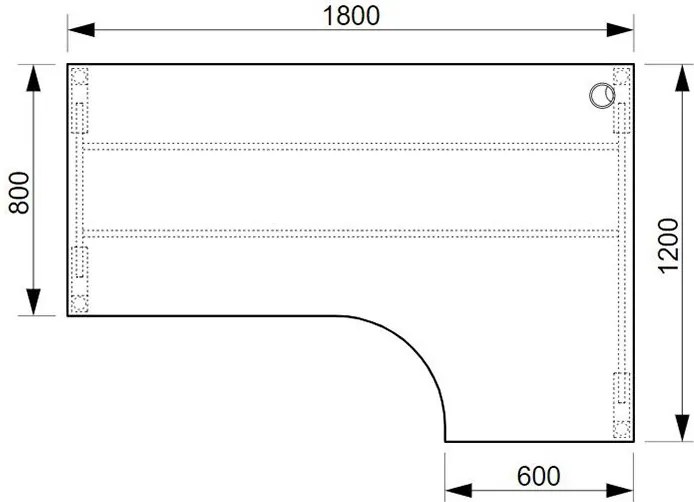 Kancelářský stůl Ergo levý Hobis UEA 180060L, deskaakát, černá černá