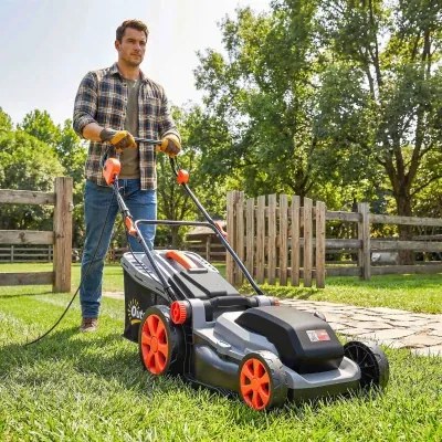 Outsunny elektrická sekačka na trávu 1800 W s šířkou záběru 40 cm, funkcí mulčování a 50L košem, odnímatelná výškově nastavitelná rukojeť, 6 nastaven…