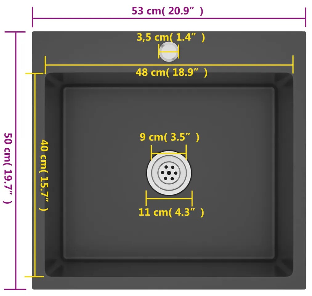 vidaXL Marketos Ručně vyrobený kuchyňský dřez černý nerezová ocel