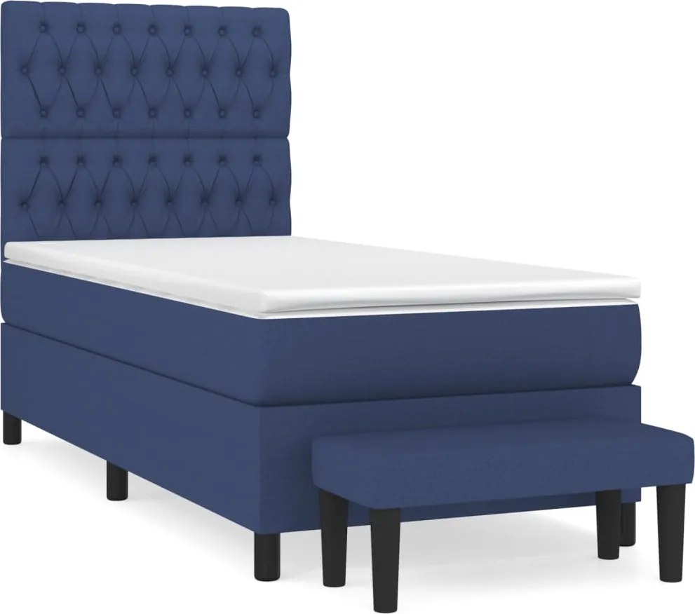 Box spring postel s matrací modrá 90x200 cm textil 3136811