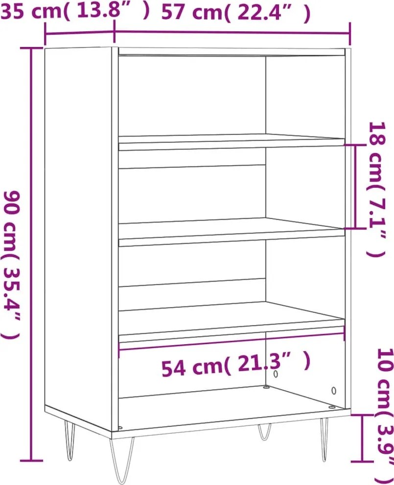 vidaXL Skříň highboard 57 x 35 x 90 cm kompozitní dřevo [827230] Barva: Bílá