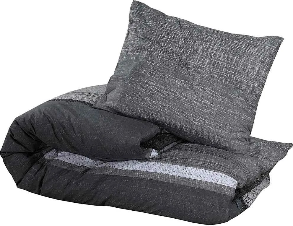 Sada povlečení na peřinu tmavě šedá a černá 200x200 cm bavlna 136489