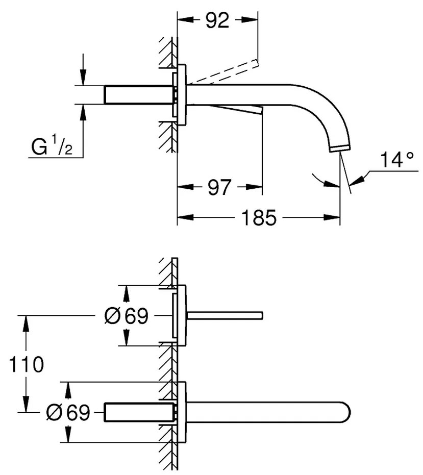 Grohe Atrio - dvouotvorová baterie s joystickem, kartáčovaný Hard Graphite 19287AL3