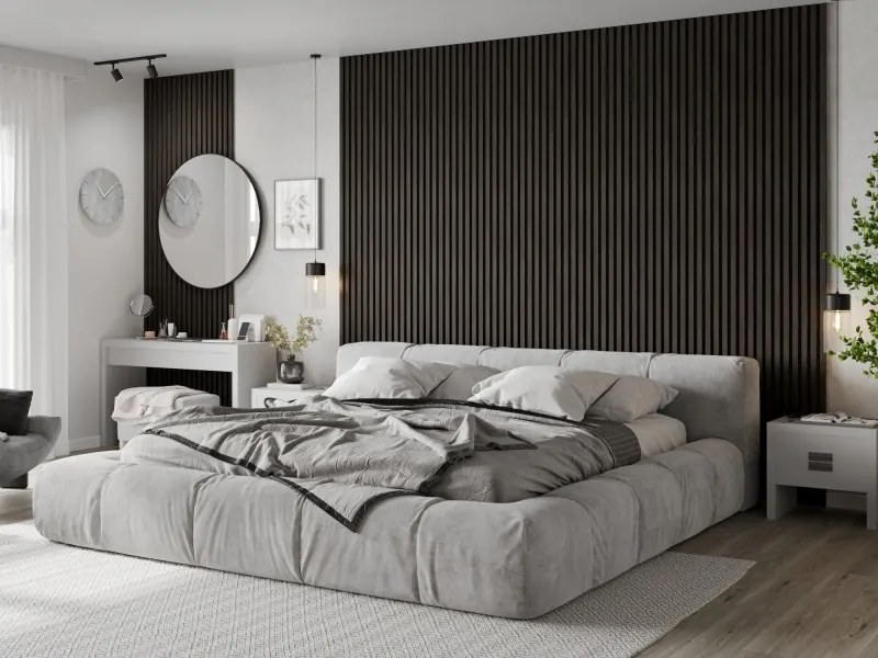 Mexen Lam-F, akustické stěnové lamely 275 × 30 cm, plstěný podklad 8 mm, technická dýha, ořech stříbřitý, S105-275307-3015-009