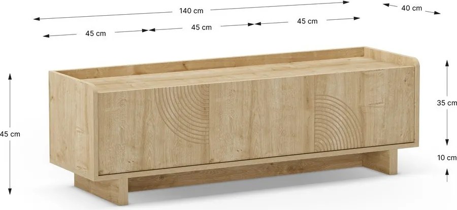 TV stolek v dekoru dubu v přírodní barvě 140x45x40 cm Daira – Marckeric