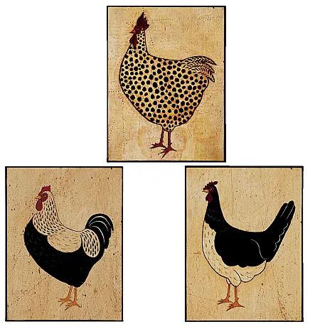 Wallies, Dekorační obrázky Slepice - Kohouti, 10,2 cm x 14,6 cm  , Samolepící dekorace a obrázky