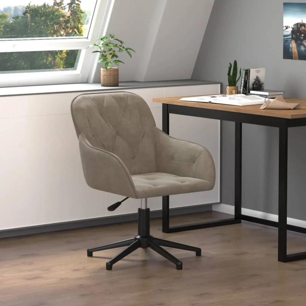 Otočná kancelářská židle světle šedá samet - Default Title