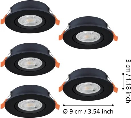 Eglo 902266 -SADA 5x LED Podhledové bodové svítidlo BARRANCO LED/4,8W/230V černá