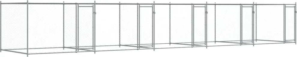 Klec pro psy s dvířky šedá 10 x 2 x 1,5 m pozinkovaná ocel 3209576
