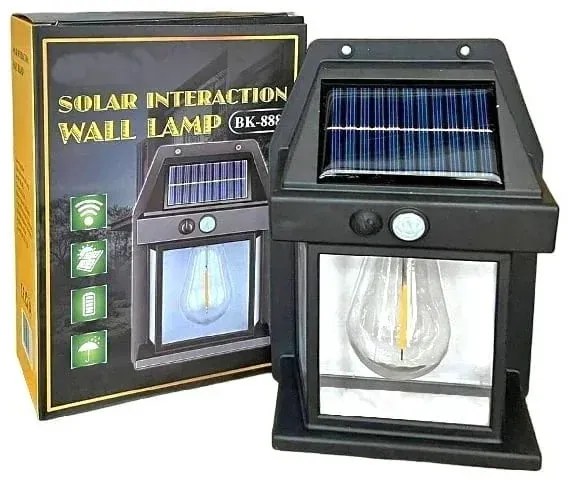 Solární zahradní nástěnná lampa Solar Interaction 888 - černá - černá