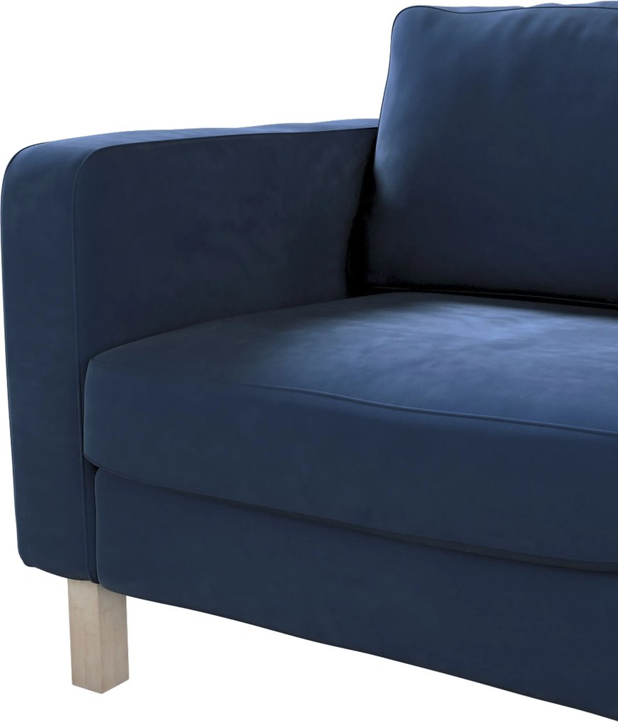 Potah na křeslo IKEA Karlstad, krátký barva tmavě modrá látka lesklé, sametová