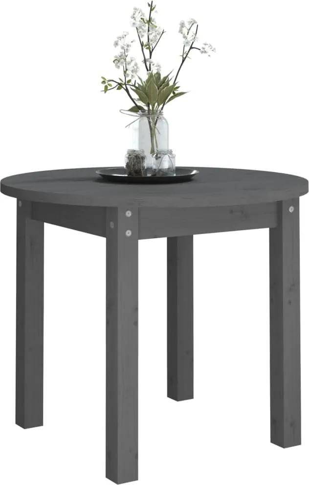 vidaXL Konferenční stolek Ø 55 x 45 cm masivní borové dřevo [822329] Barva: Šedá