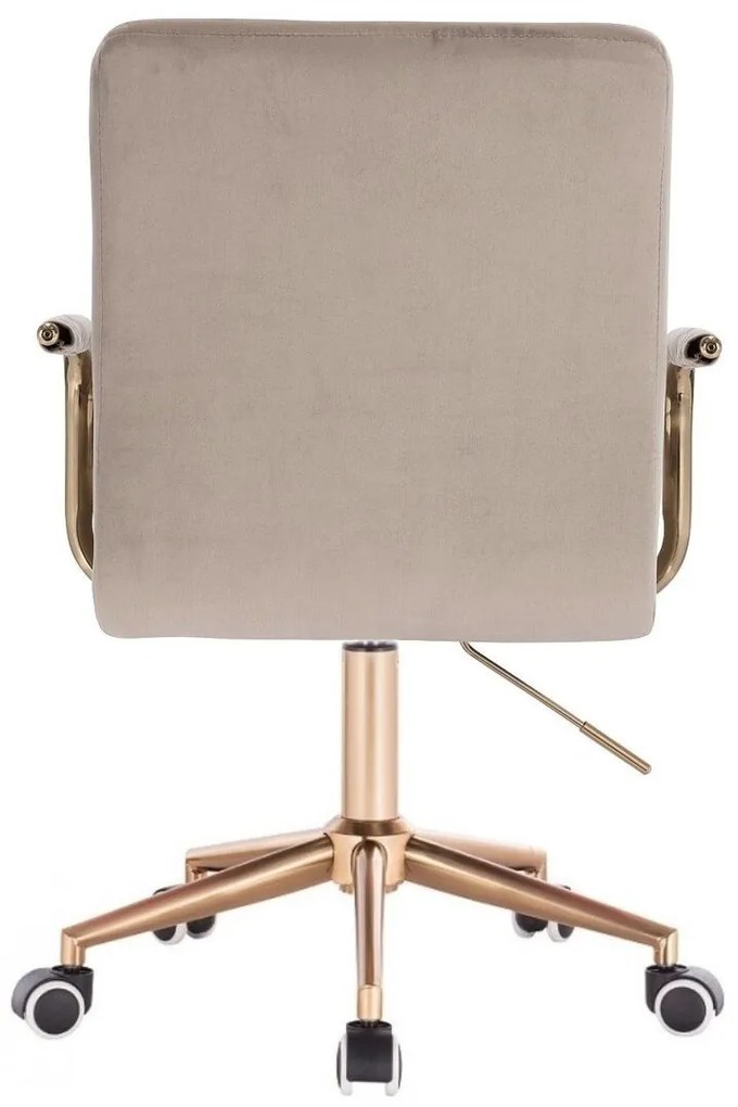 LuxuryForm DESIGN Otočná židle VERONA GOLD VELUR na zlaté podstavě s kolečky - latte