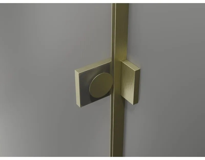 Mexen Lunar, L pětiúhelníkový sprchový kout s pravým sklonem 90 x 90 cm, 8mm čiré sklo, zlatý matný profil, 831L-090P-090L-55-00-P