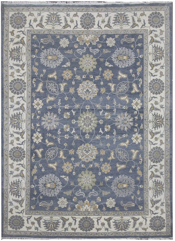 Diamond Carpets India, Ručně vázaný kusový koberec Diamond DC-ZIGLER Jeans blue/ivory, 275x365, modrá, chodba / předsíň
